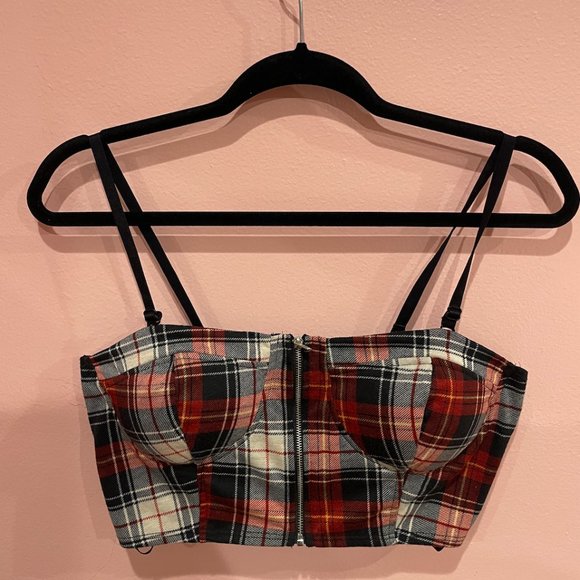 Tops | Womens Plaid Zip Up Corset | Poshmark